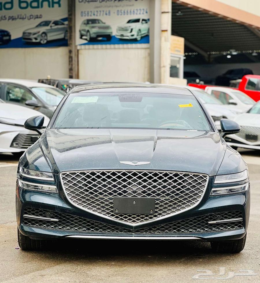 جنسس G80 سعودي اصفار 2024 ابيض ازرق | موقع حراج